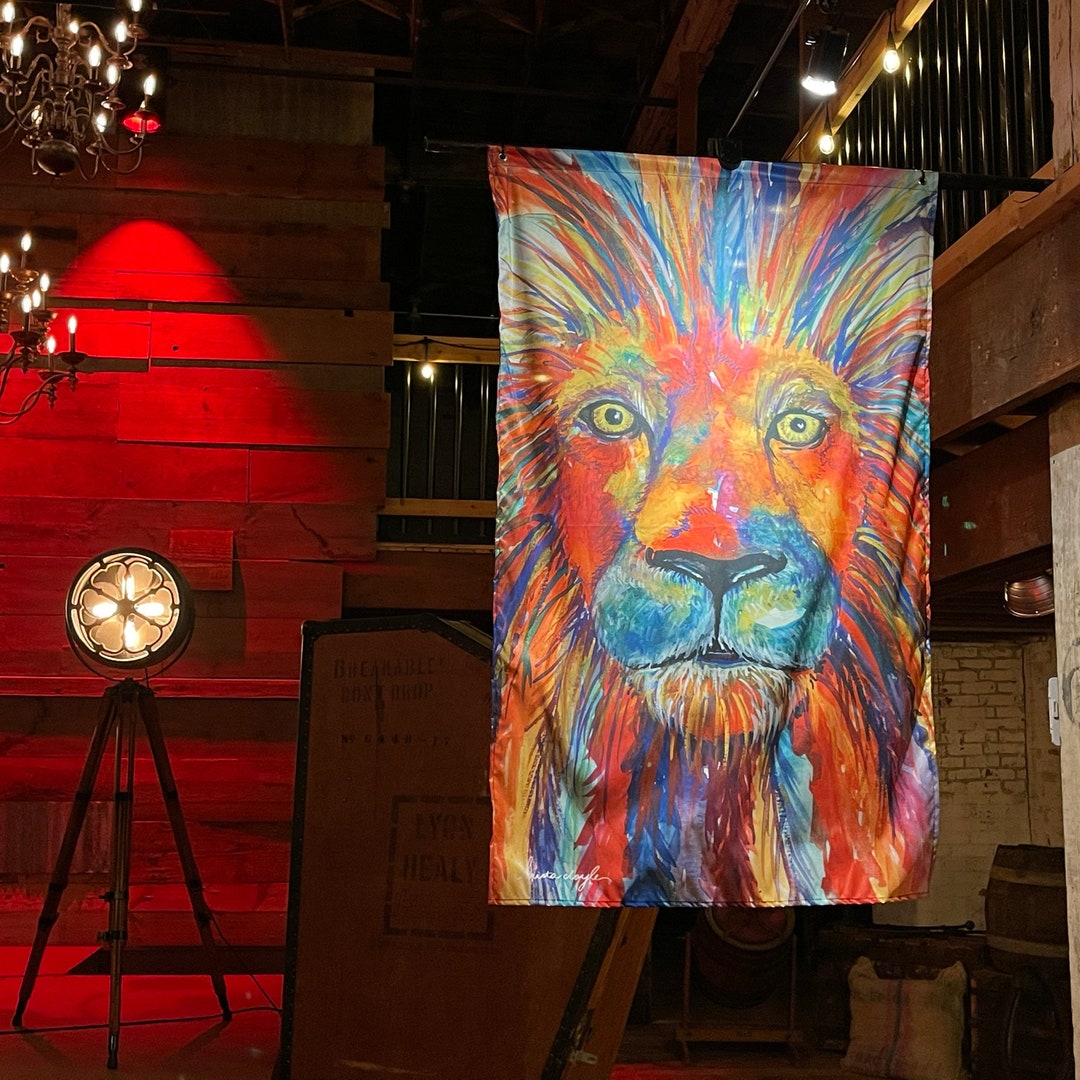 Lion Head Flag Wall Art, Featuring the Lion of Judah, Makes an Unique ...