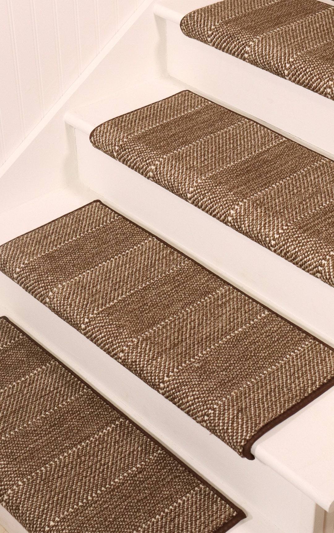 Padded Wool Carpet Stair Tread HERRINGBONE carob - Etsy