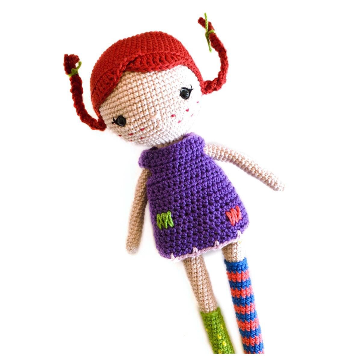 Girl Doll with Braided Hair and Mismatched Socks Crochet | Etsy