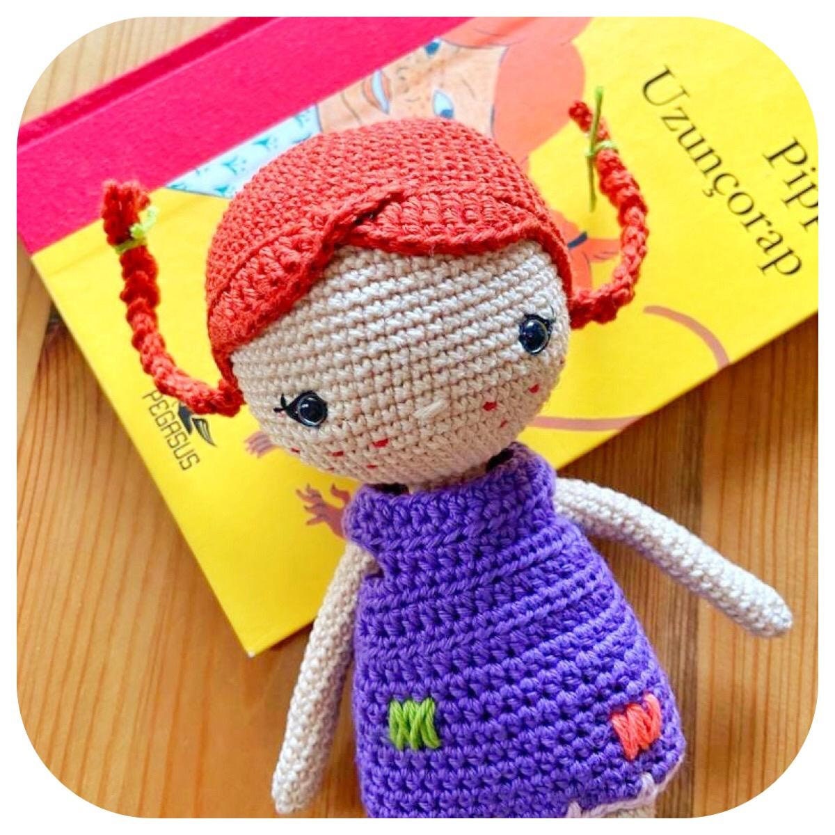 Girl Doll with Braided Hair and Mismatched Socks Crochet | Etsy