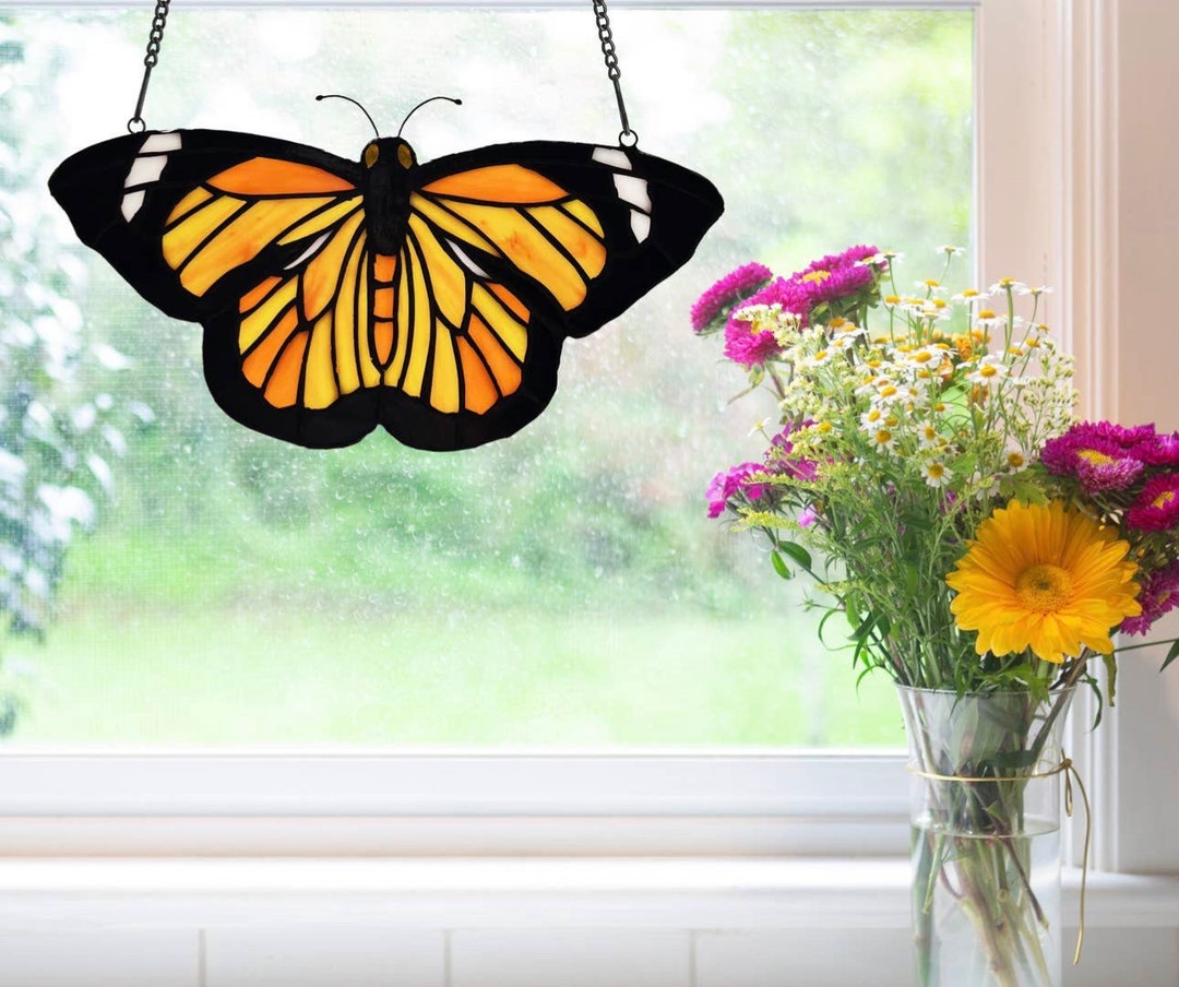 Monarch Butterfly Stained Glass Window Decor - Etsy