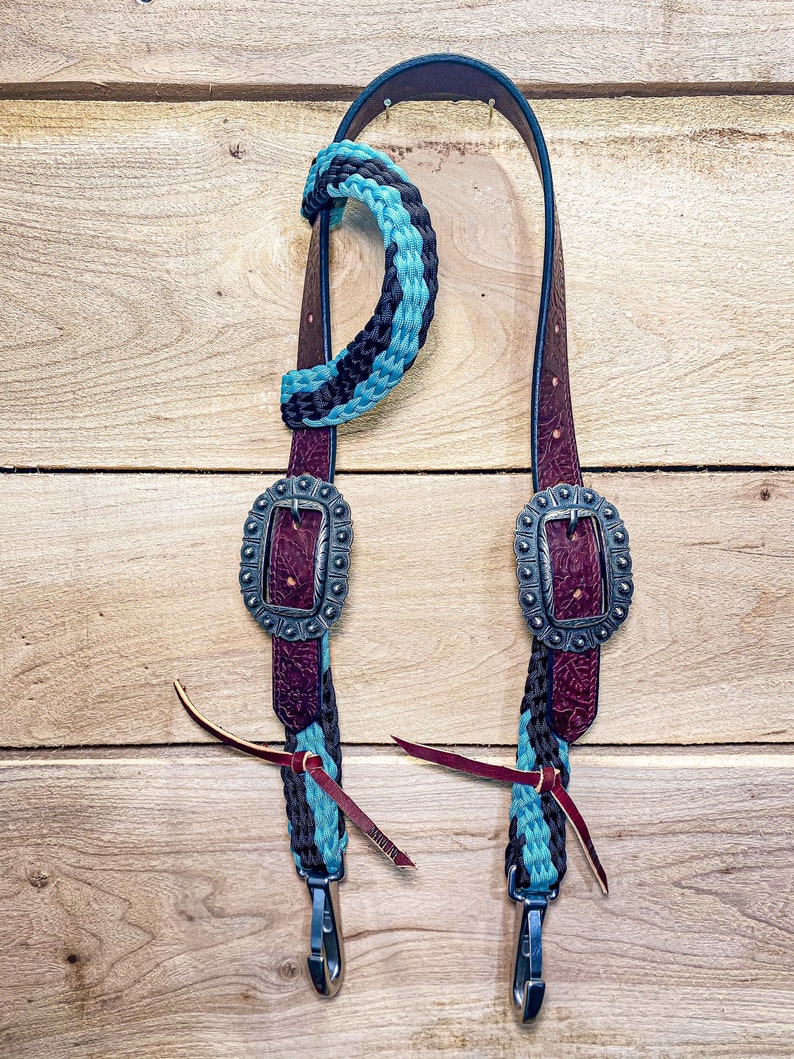 Custom Horse Headstall With Floral Tooled Leather Crowns | Etsy