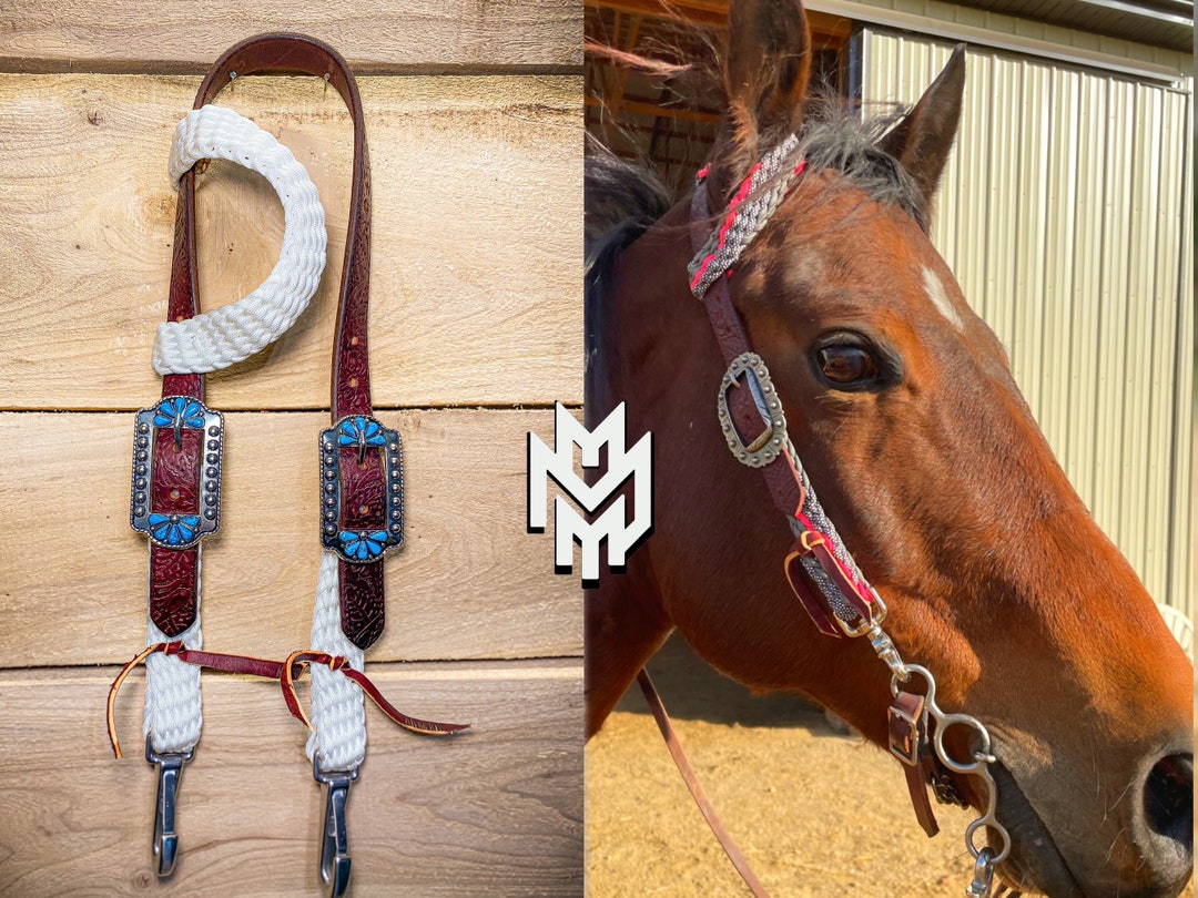 Custom Horse Headstall With Floral Tooled Leather Crowns - Etsy