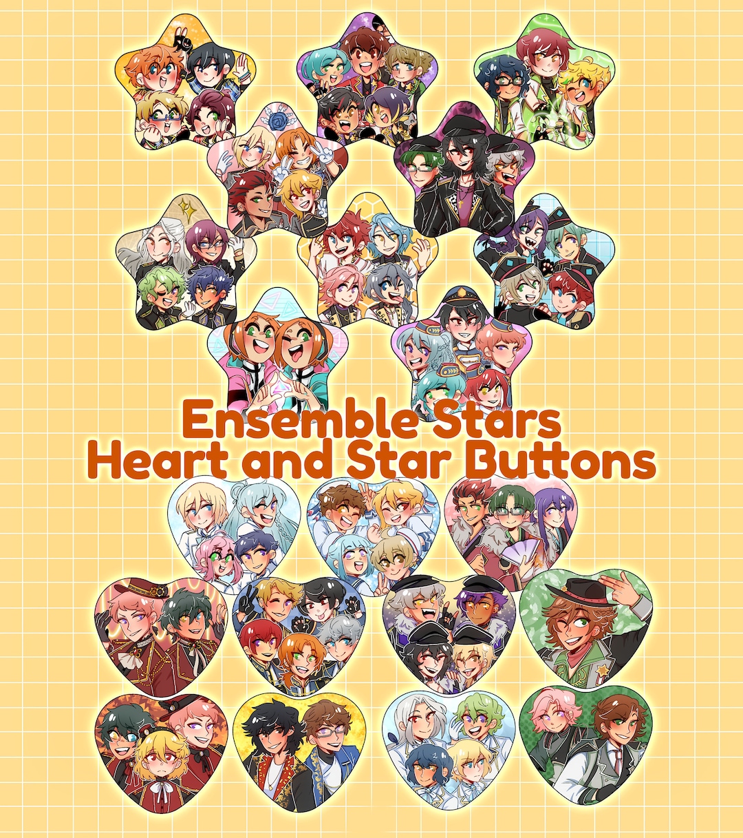 ENSTARS Heart and Star Buttons - Etsy