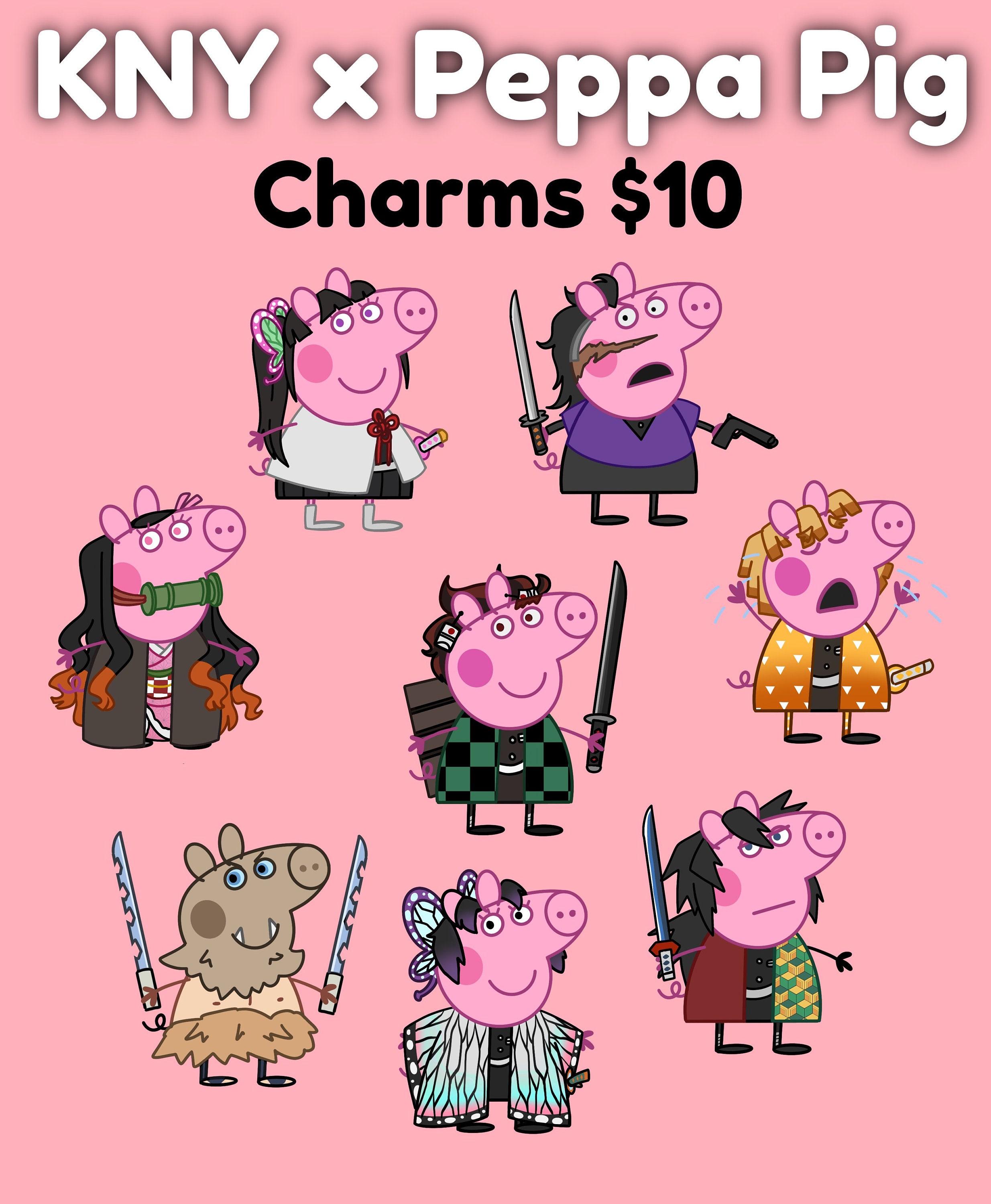 Demon Slayer X Peppa Pig Charms | Etsy