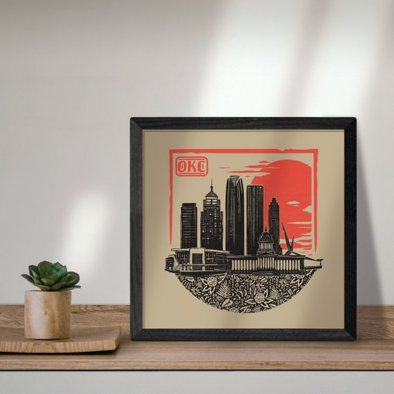 Oklahoma City Landmarks Print OK Art OKC Poster Travel & - Etsy
