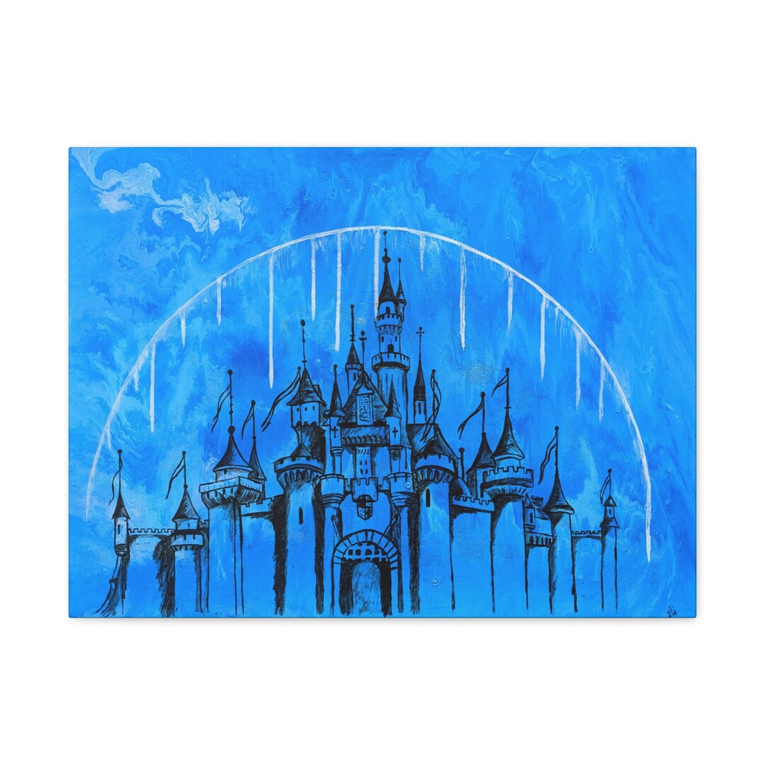Simple Disney Castle on Abstract Blue Background - Etsy