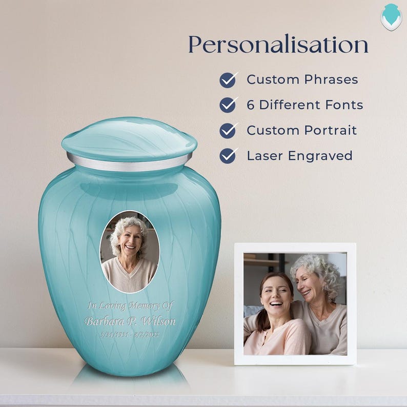 Geturns Personalized Photo Cremation Urn | Large Engraved Memorial Urn ...