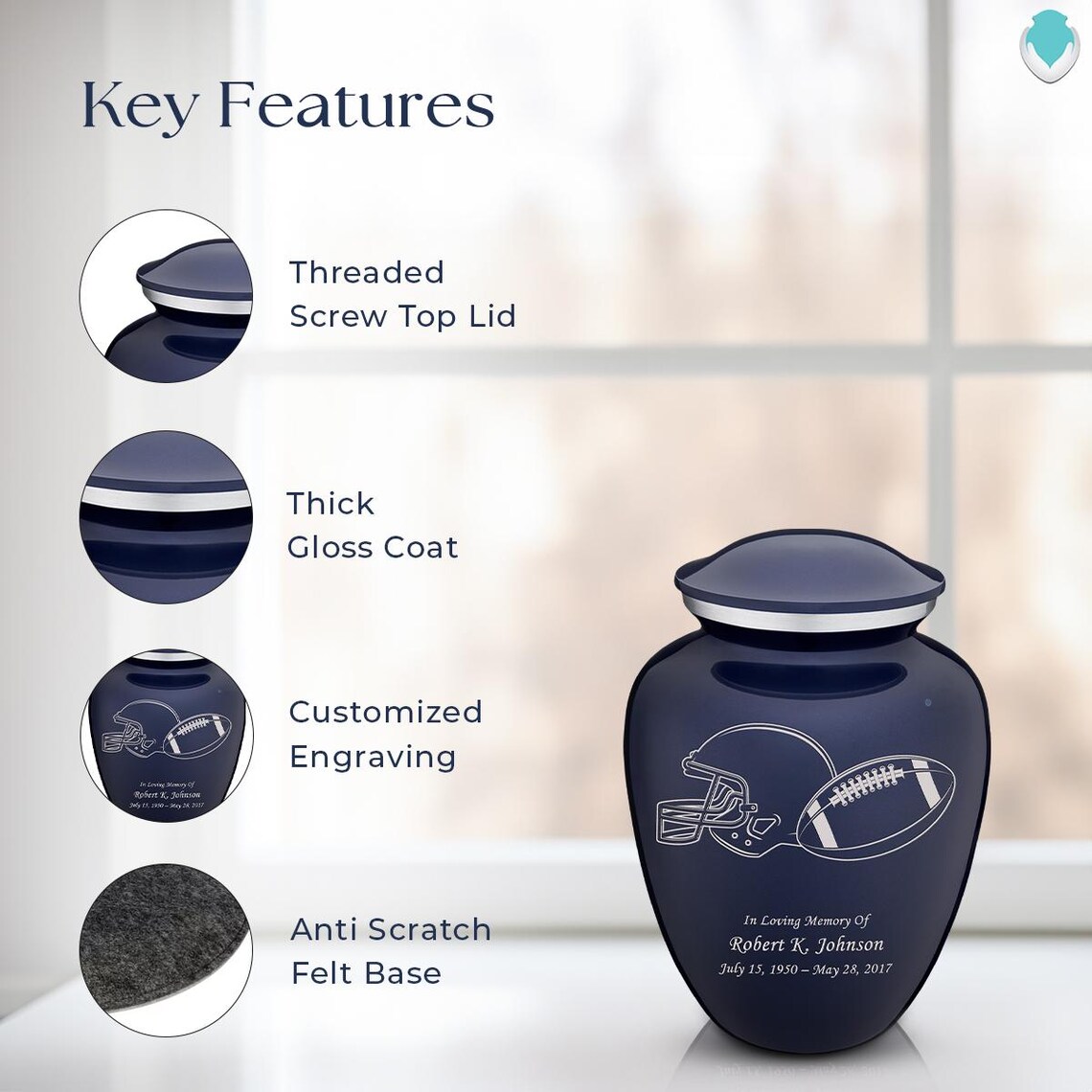 Personalized Urn for Ashes | Custom Small Football Cremation Urns for ...