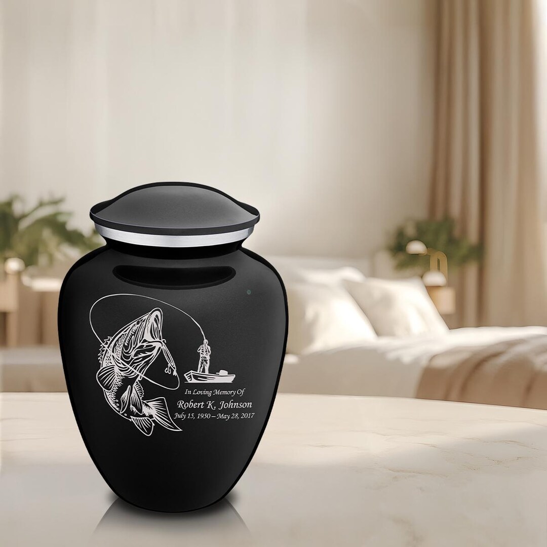 Personalized Fishing Urn for Ashes | Custom Gone Fishing Cremation Urn ...