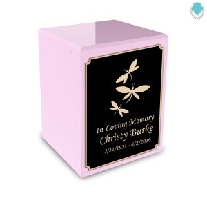 Custom Engraved Heritage Light Pink Small Cremation Urn Memorial Box ...