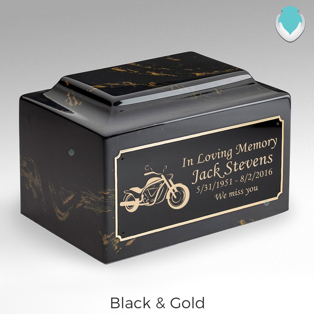 Adult Legacy Motorcycle Custom Engraved Cultured Marble Cremation Urn ...