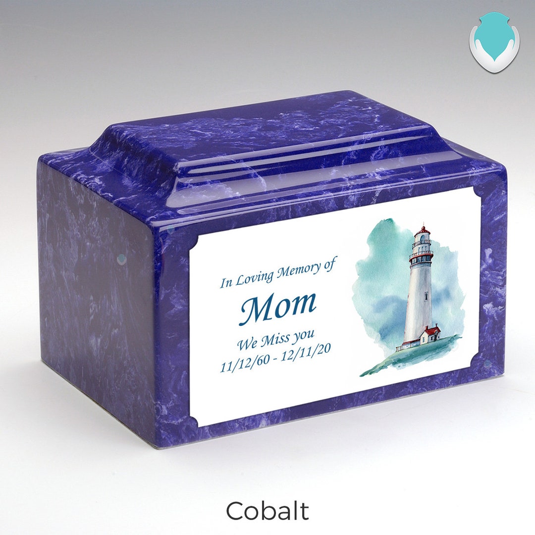 Custom Printed Adult Legacy Lighthouse Cultured Marble Cremation Urn by ...