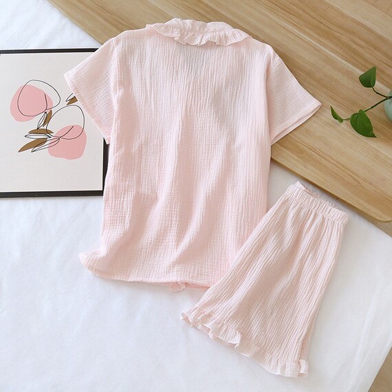 100% Cotton Crepe Yarn Embroidery Flower Floral Short… - Gem