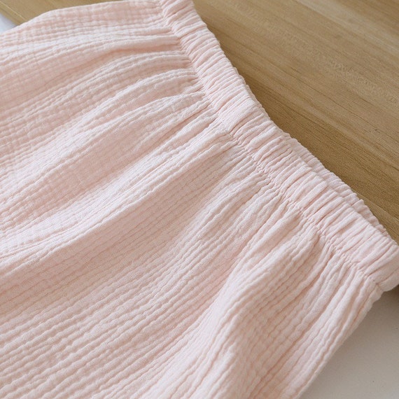 100% Cotton Crepe Yarn Embroidery Flower Floral Short… - Gem