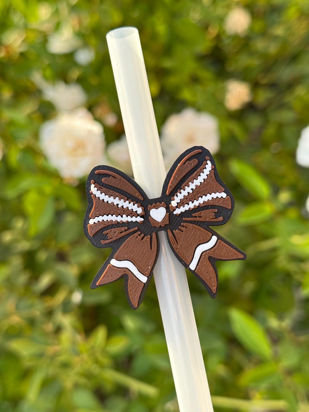 Football Bow Straw Topper, 3D Printed Straw Topper - Etsy