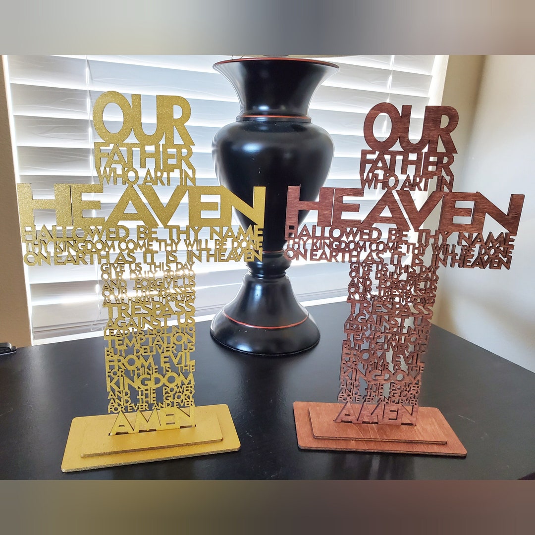 The Lords Prayer Wooden Cross, Laser Cut, Religious Gift, Padre Nuestro ...