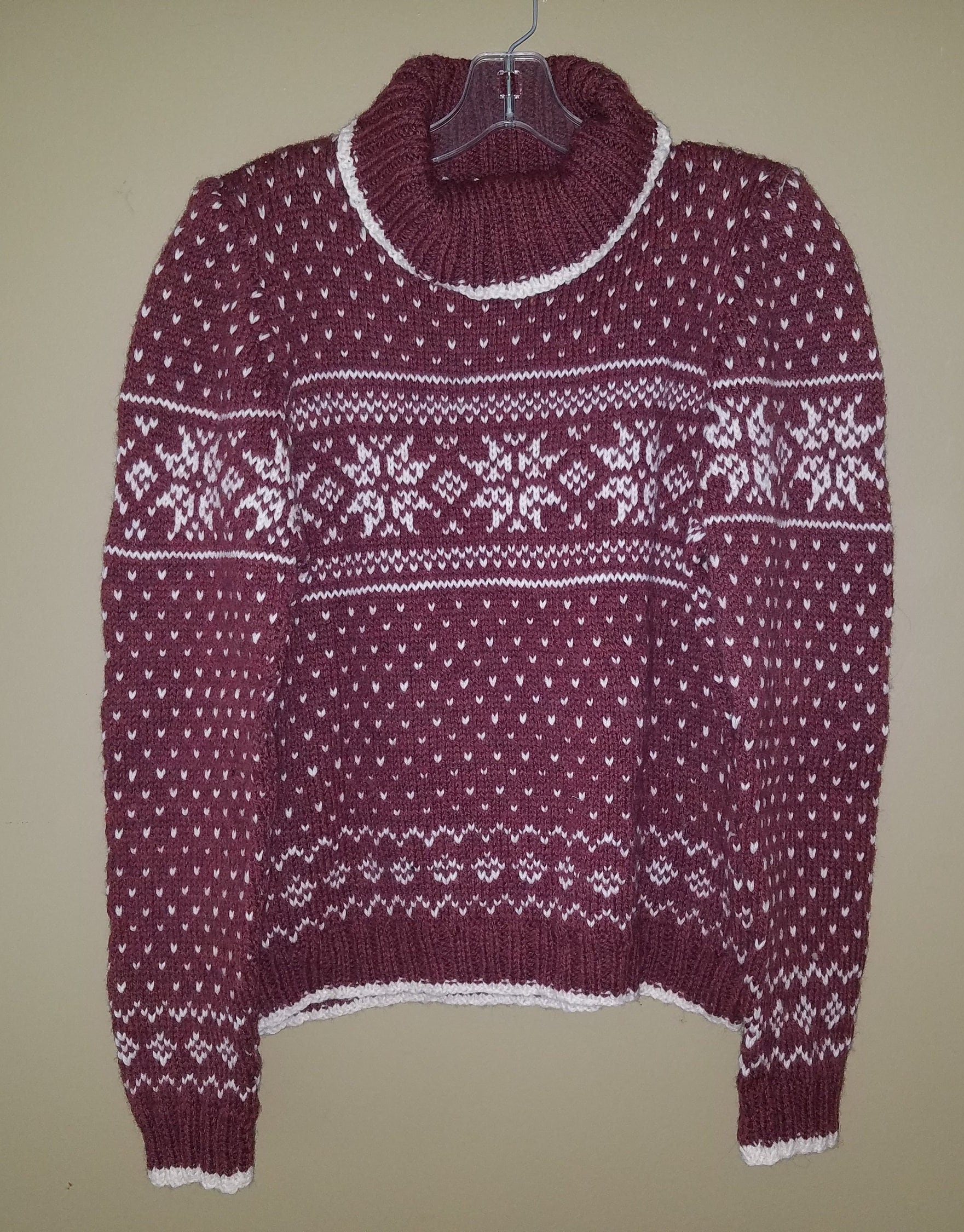 Snowflake Star Wool Turtleneck Pullover Sweater - Etsy