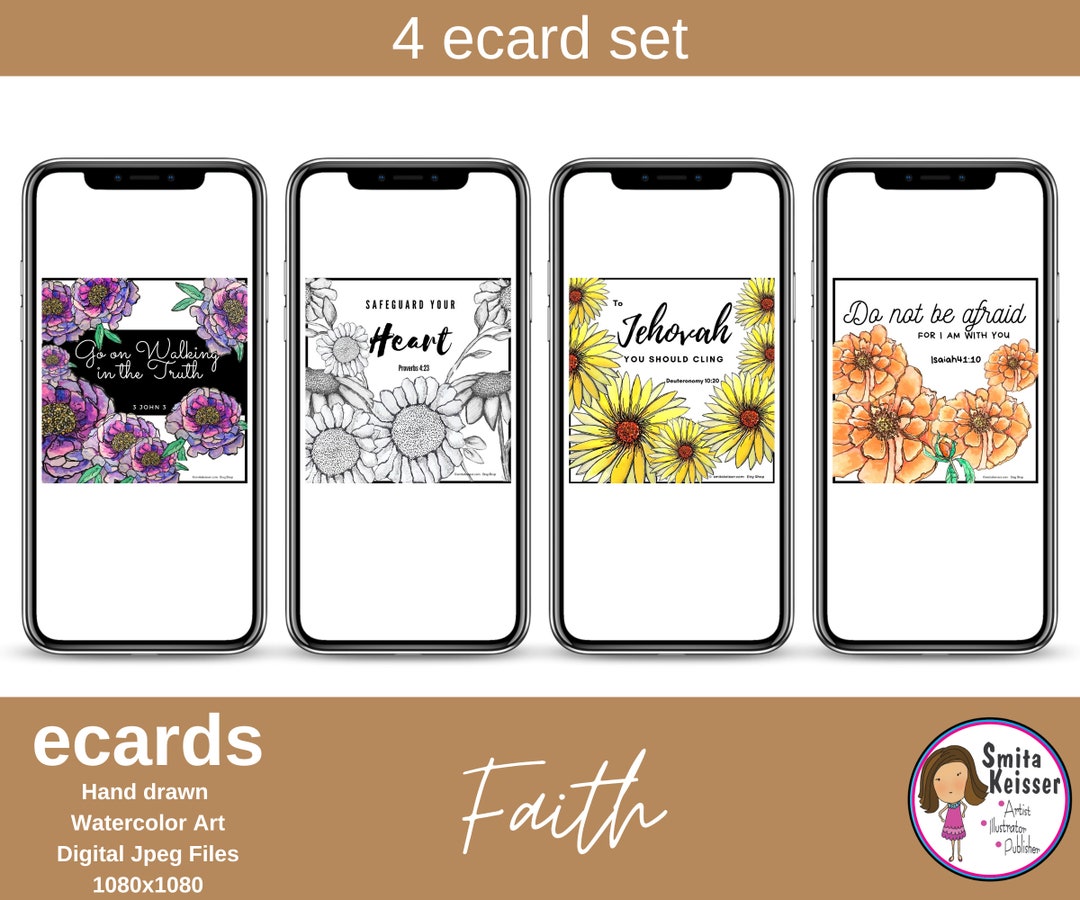 Ecard Paperless Digital Faith Cards Set Scripture Bible Text With ...