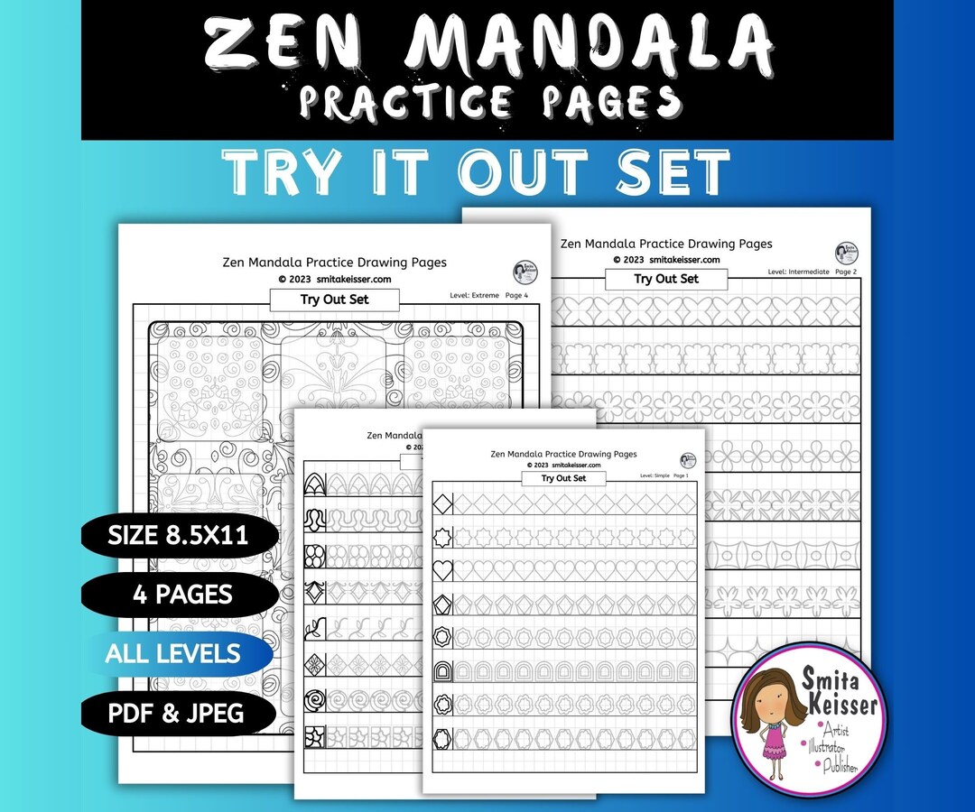 Mandala Trace Printable Pages Zen Art Worksheets Try It Out Set - Etsy