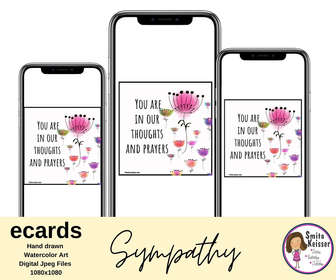 Sympathy Ecard Condolences Digital Paperless Card Hand Drawn Digitally ...