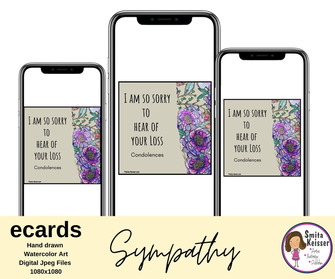 Sympathy Ecard Condolences Digital Paperless Card Hand Painted ...