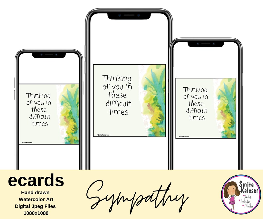 Sympathy Ecard Condolences Digital Paperless Card Hand Painted ...
