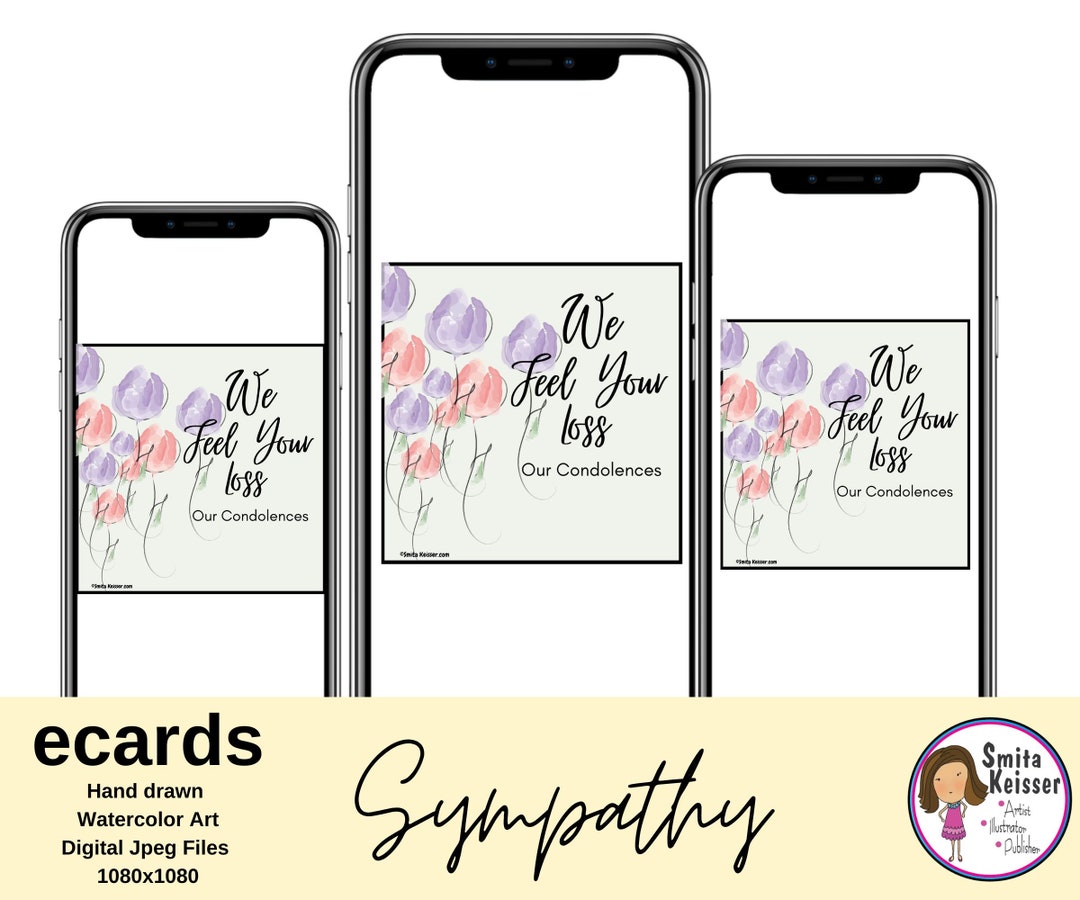 Sympathy Ecard Condolences Digital Paperless Card Hand Drawn Digitally ...