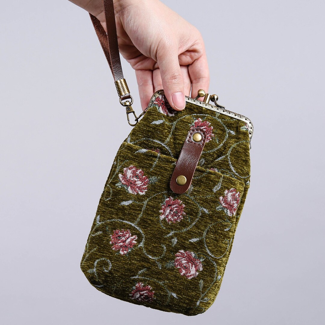 Carpet Phone Case Passport Holder Vintage Handsewn Double Kiss Lock ...