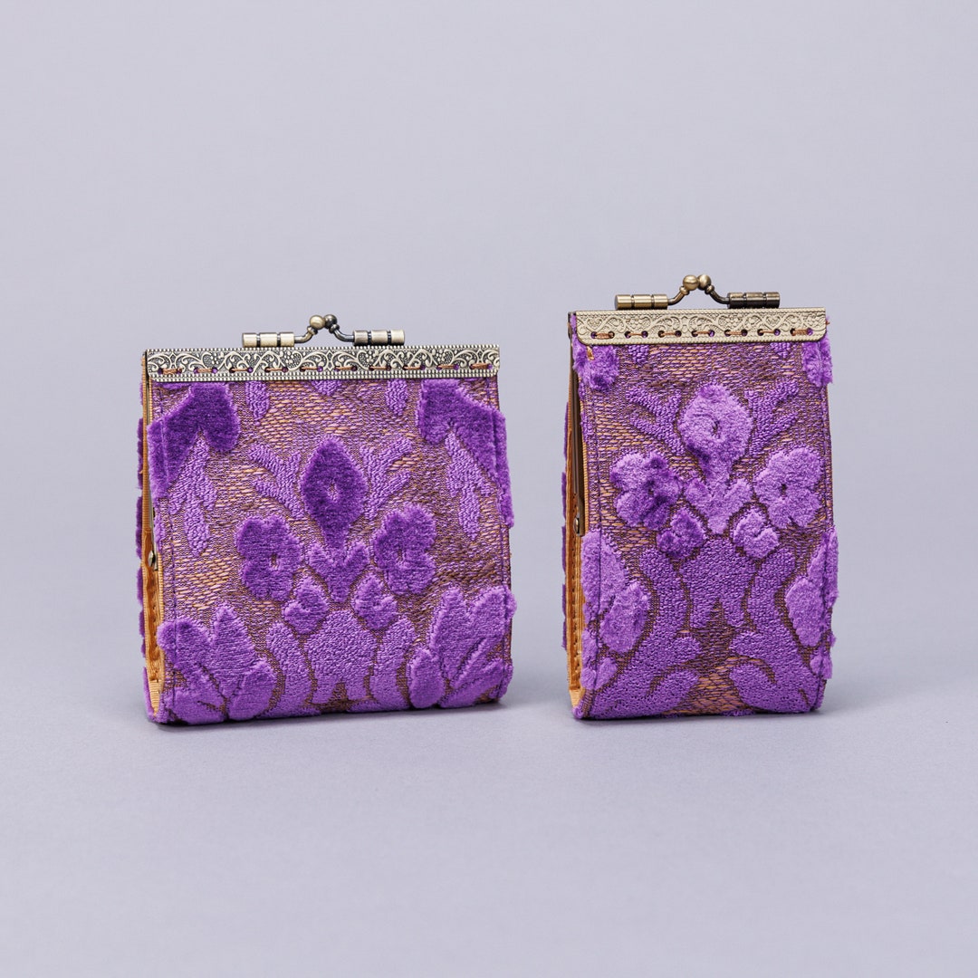 Card Wallet Handsewn Burnout Velvet Card Holder Kiss Lock Card - Etsy