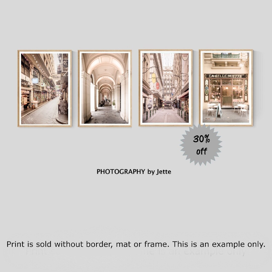 Set of 4 Melbourne Prints, Cafe Wall Decor, Laneway Wall Art ...