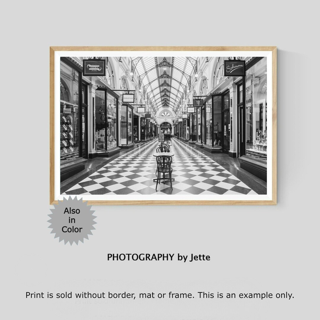Melbourne Royal Arcade Photography Print, Black and White Architecture ...