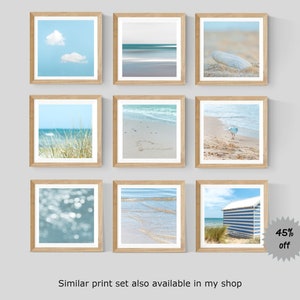 Set of 9 Square Beach Prints, Nautical Coastal Photography Wall Art ...