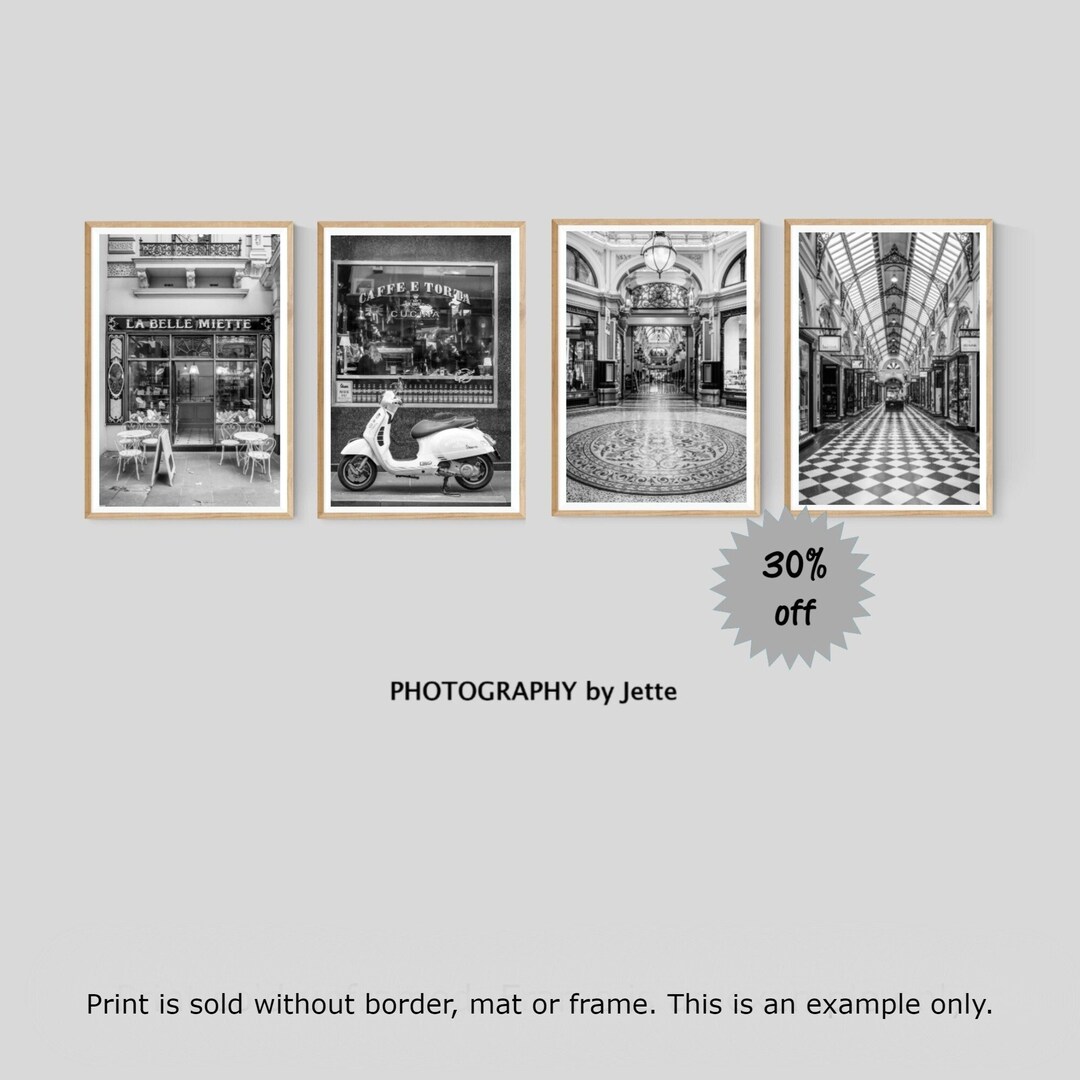 Set of 4 Melbourne Prints, Australian Black and White Wall Art ...