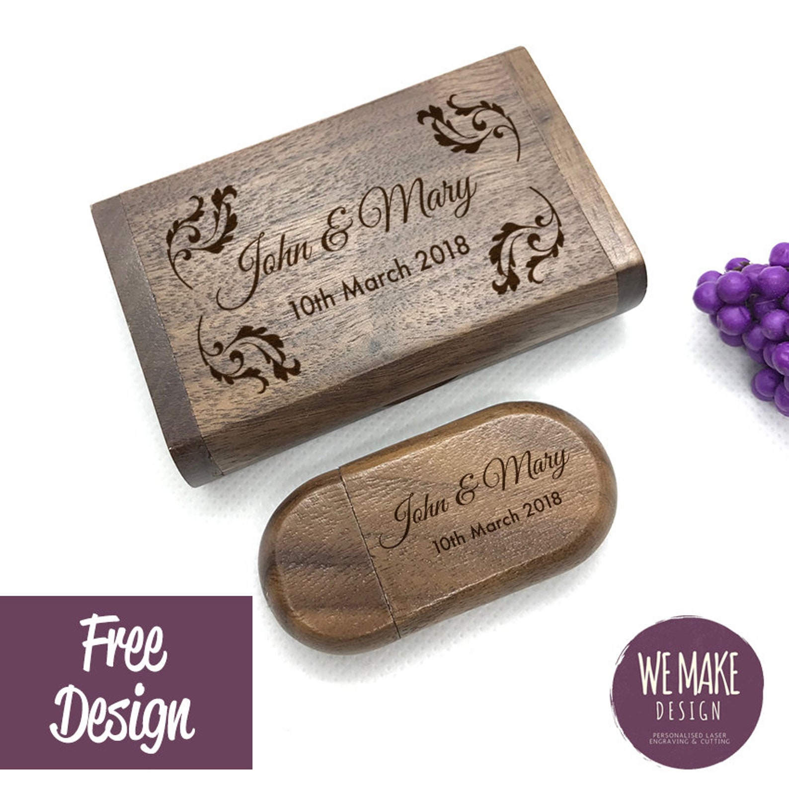 Personalised Wooden Usb With Gift Box, 32GB USB 3.0 * Special Day ...