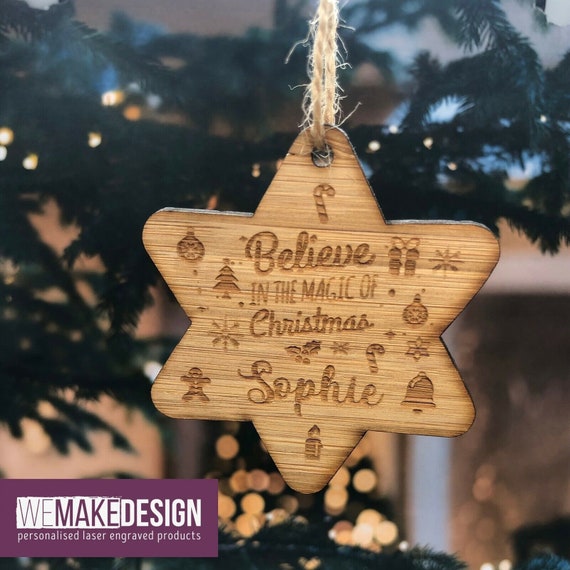 Personalised Wooden Christmas Tree Decoration Bauble | Etsy