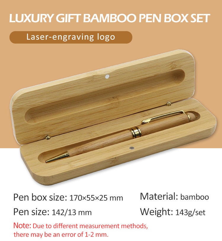Personalised Pen With Box Bamboo Laser Engraved Best | Etsy
