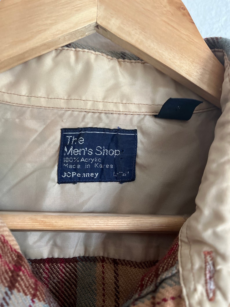 Vintage Jcpenny Mens Shop Orange Plaid Acrylic Shirt Large - Etsy