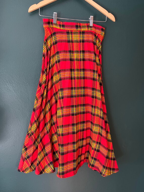 Vintage Montgomery Ward plaid pleated long skirt size… - Gem