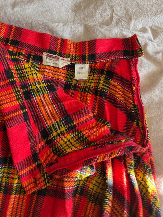 Vintage Montgomery Ward plaid pleated long skirt size… - Gem
