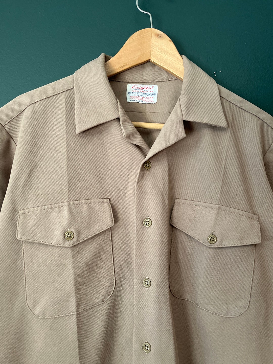 Vintage 1960s Creighton Brown Short Sleeve Military Shirt 44 - Etsy