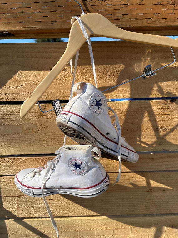 Custom hand painted white Converse all stars mens 8 w… - Gem