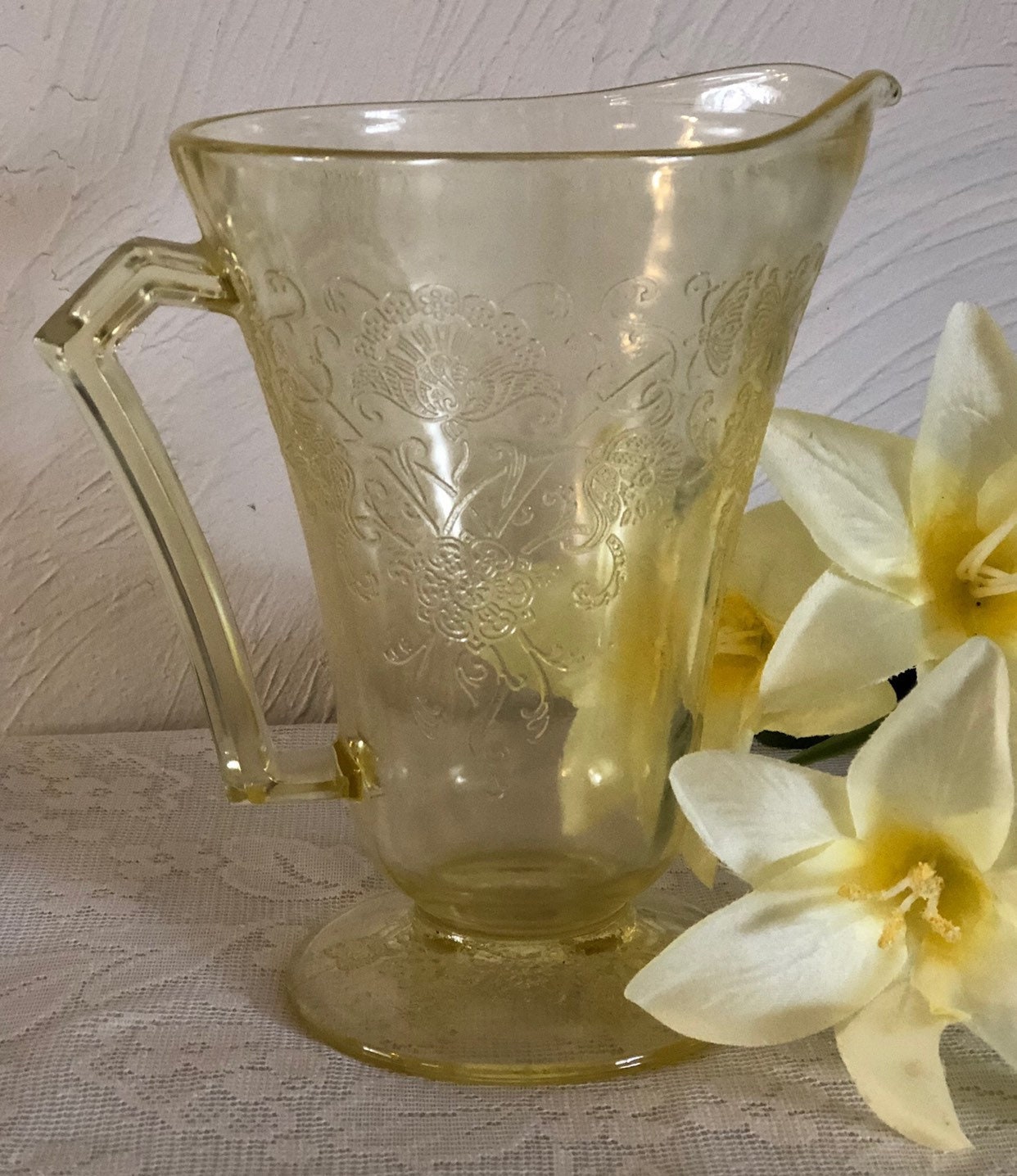 Hazel Atlas Glass Depression Glass Pitcher 28oz Cone - Etsy