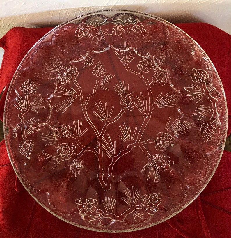 Tiara Glassware Ponderosa Pine Deviled Egg Platter 12 | Etsy