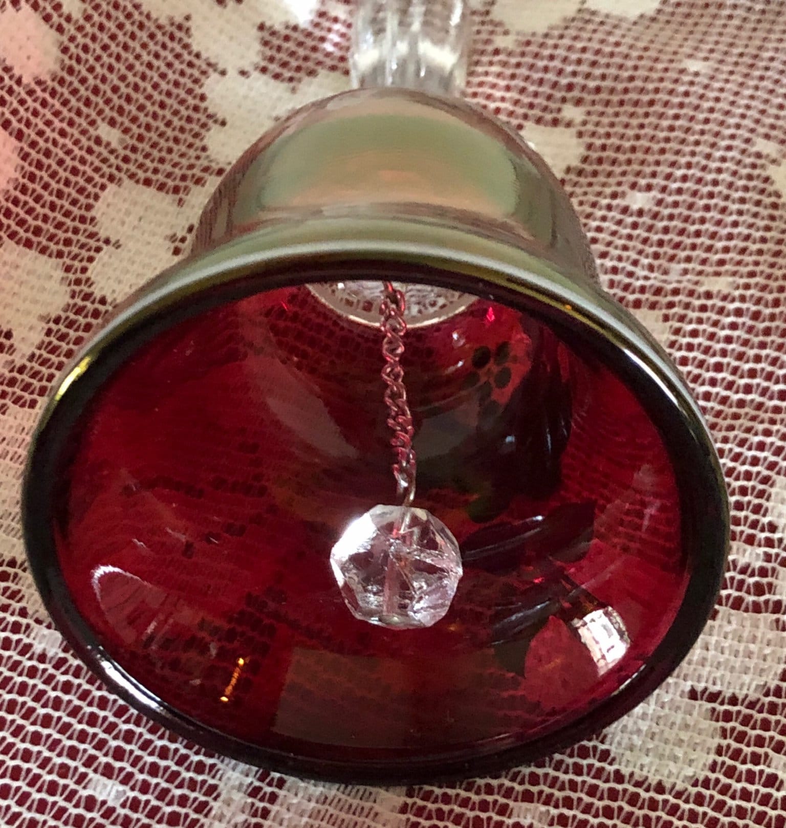 Westmoreland Ruby Red Glass Bell Hand Painted With a Rose - Etsy