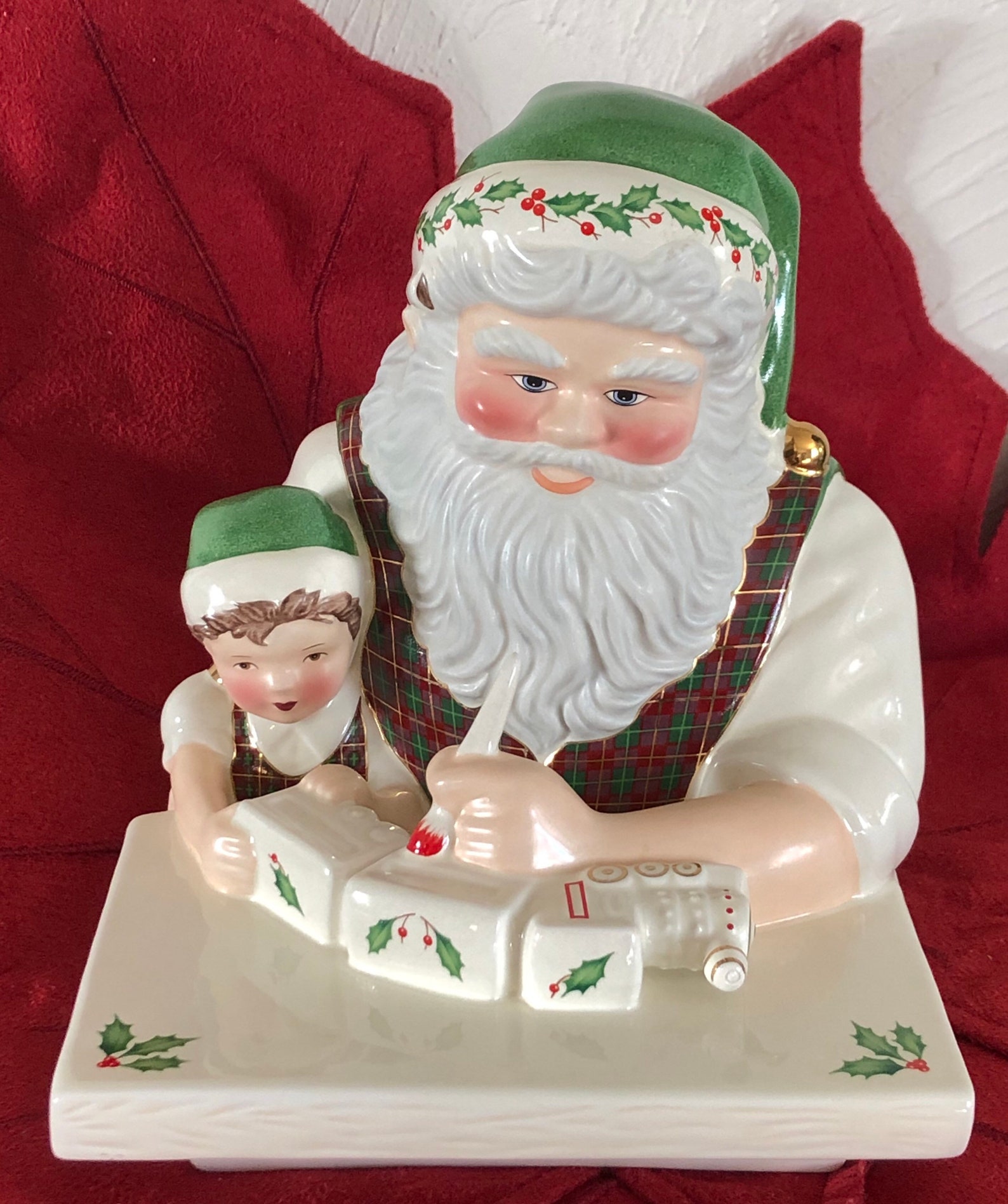 Lenox Santas Workbench Cookie Jar Vintage Porcelain from | Etsy