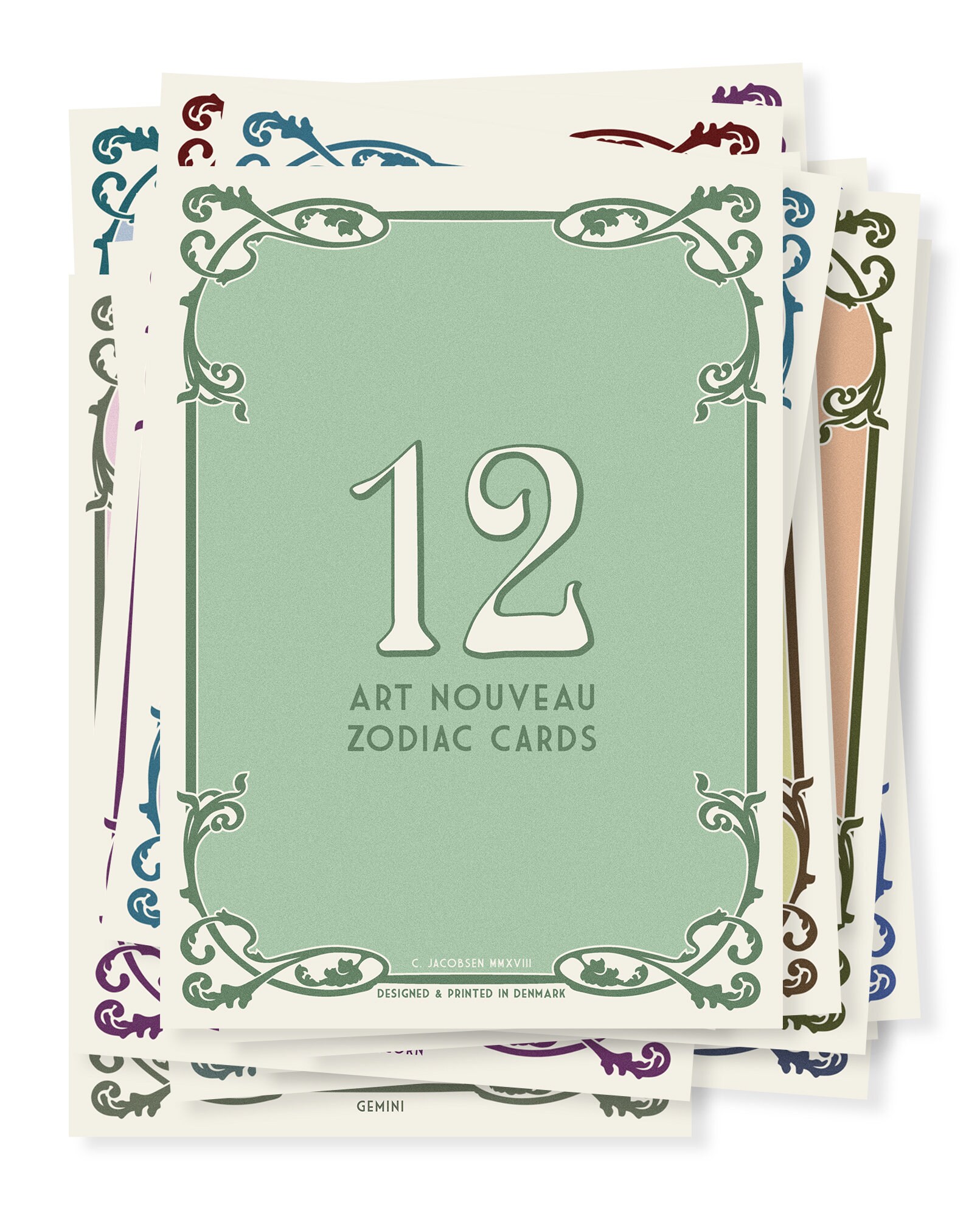 Set of 12 Unique ZODIAC Sign Cards. Danish Design for Personal ...