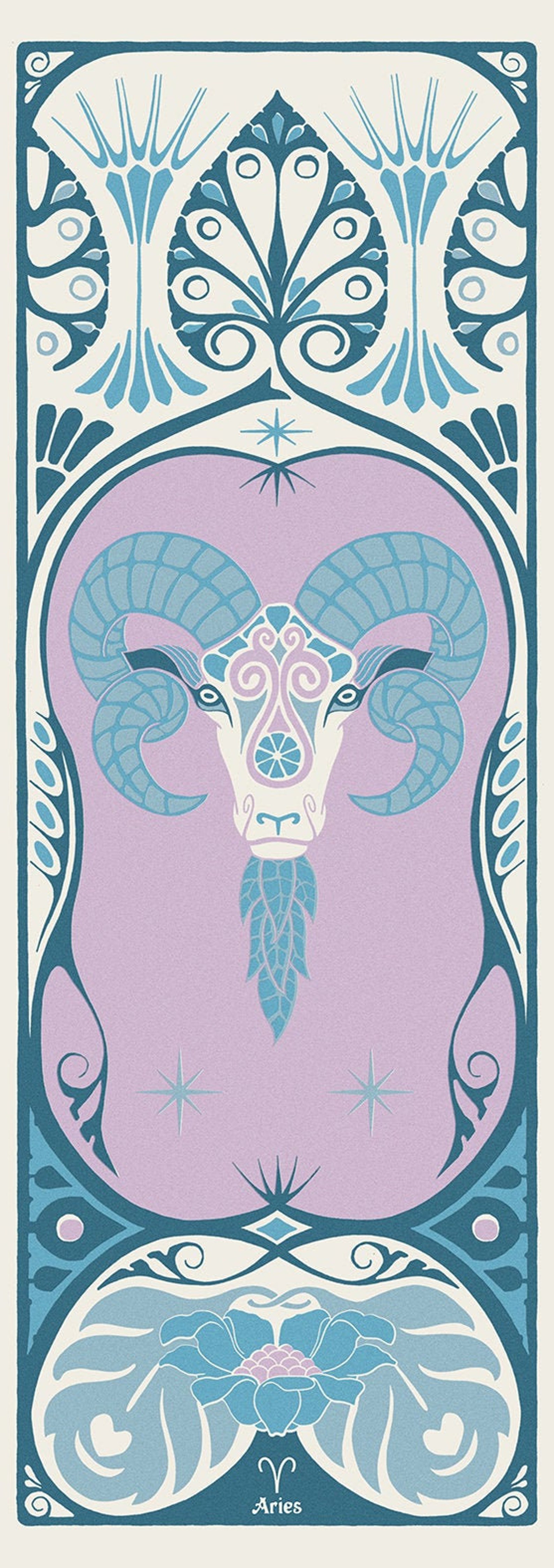Danish Design Poster Sign ARIES Art Nouveau Zodiac Poster. Made and ...