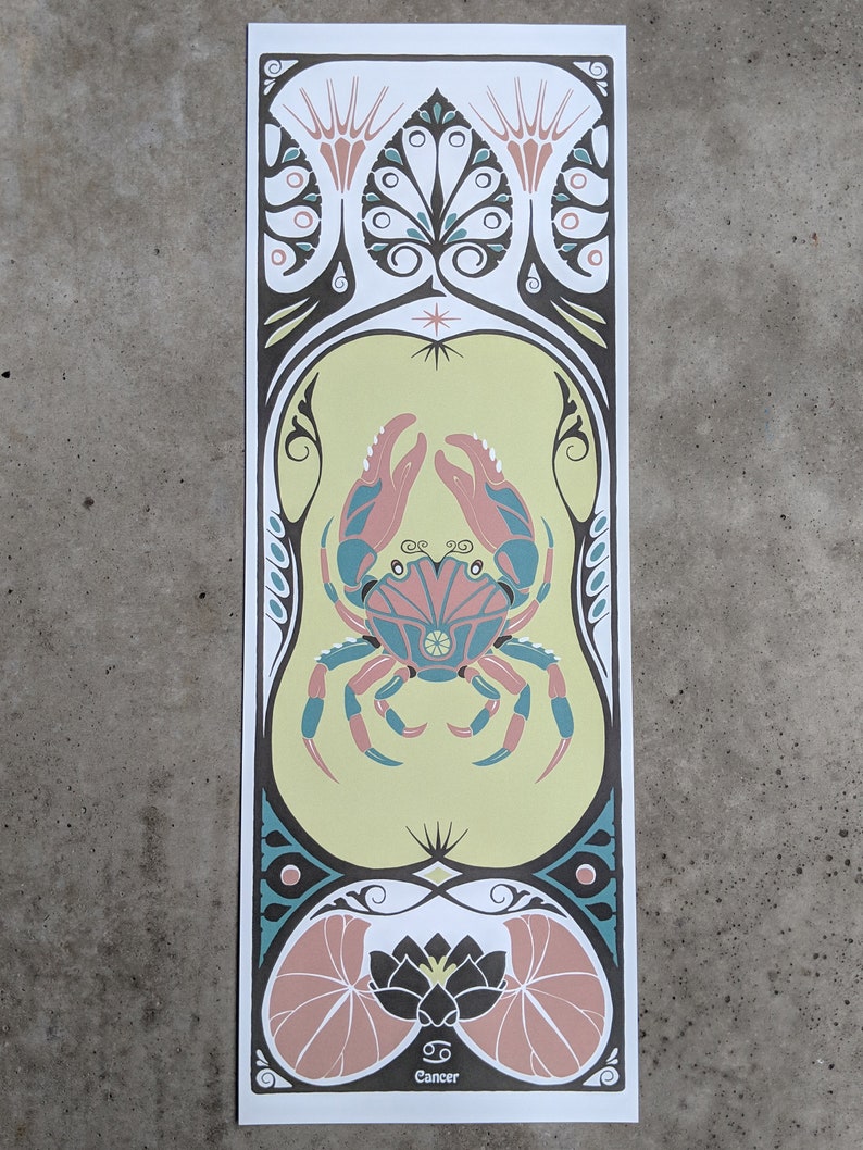 Danish Zodiac Sign Design Poster - Cancer Sign - Earthy Colors on High ...