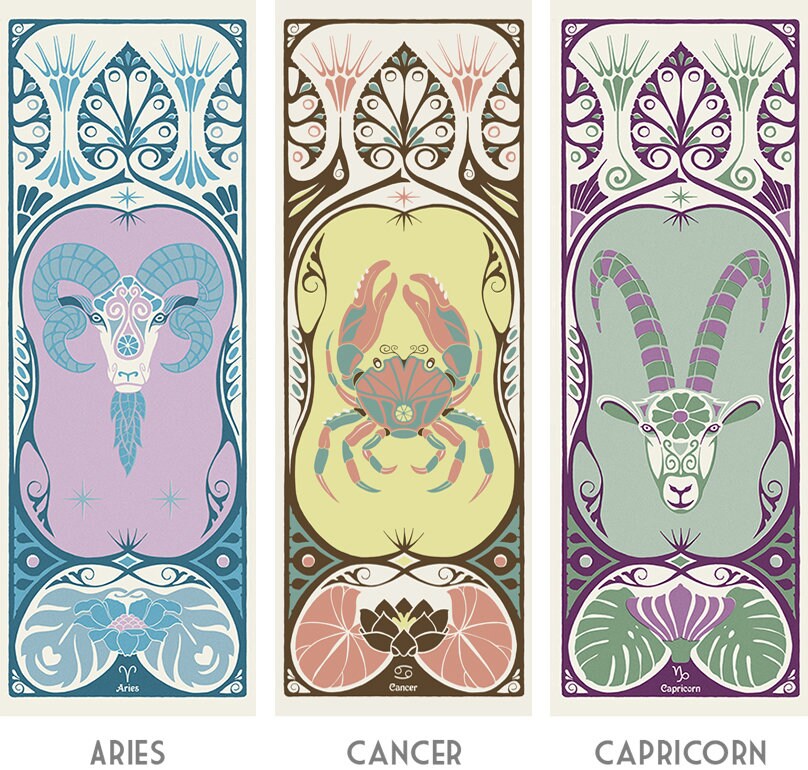Danish Design Poster Sign ARIES Art Nouveau Zodiac Poster. Made and ...